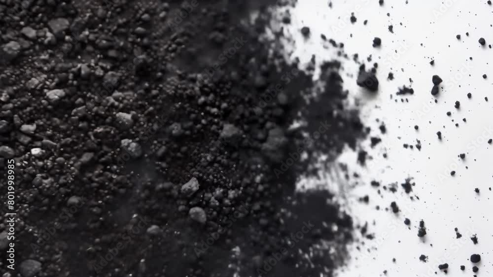 Vidéo Stock Varying sizes of black dust particles densely scattered ...