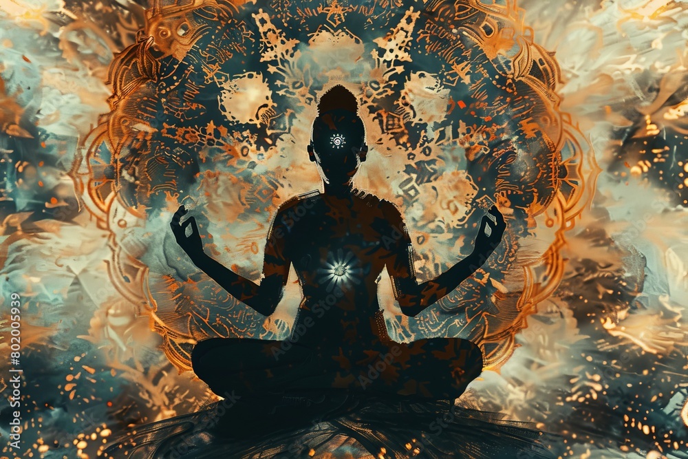 Illustration in the classic Indian art style depicting a person ...