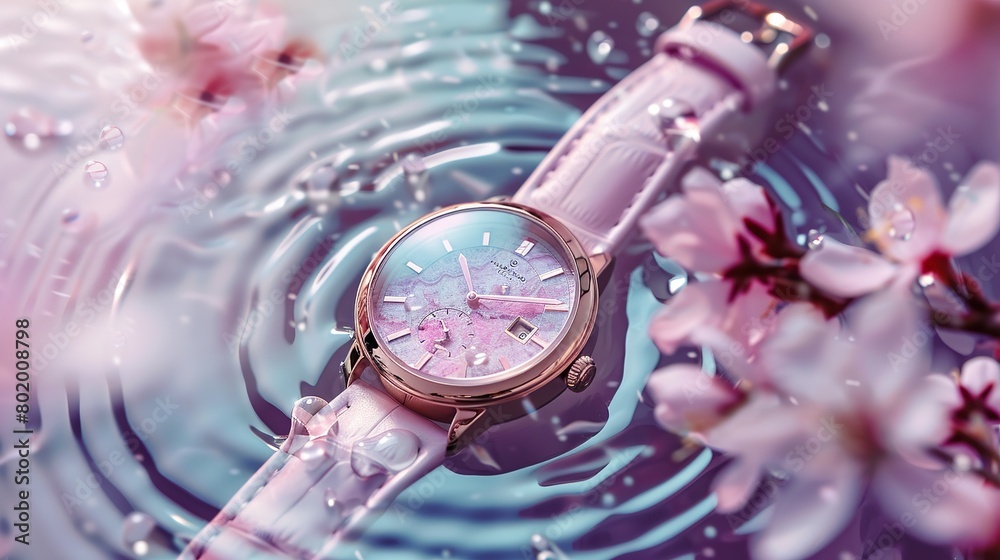 There are three watches with black bands submerged in water with ...