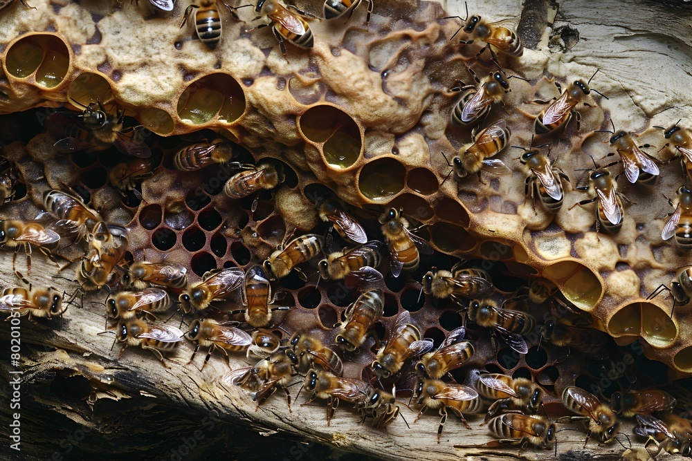 Detailed Macro Photograph of Varroa Mites Infesting Honeybee Colony in ...