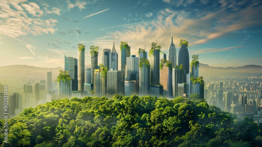 Sustainable mindset engineer plans a city project Eco friendly urban ...