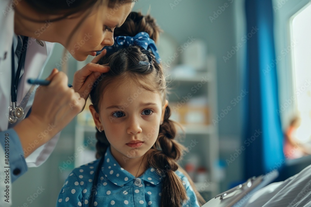 Friendly doctor talking to child and support her at medical checkup ...