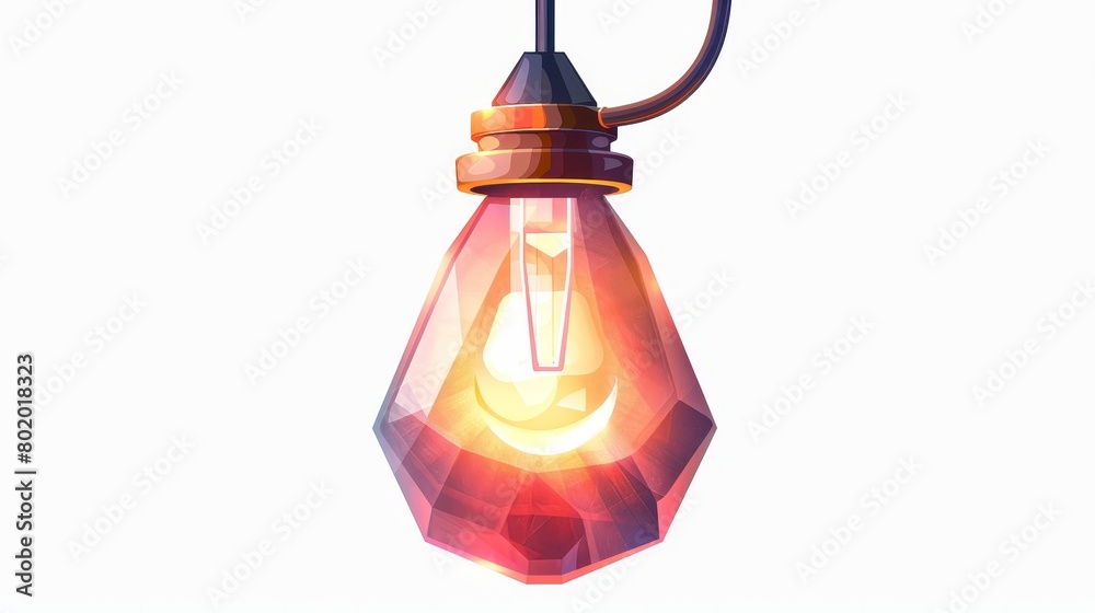 The incandescent light bulb with filament is made of glass and hung on ...