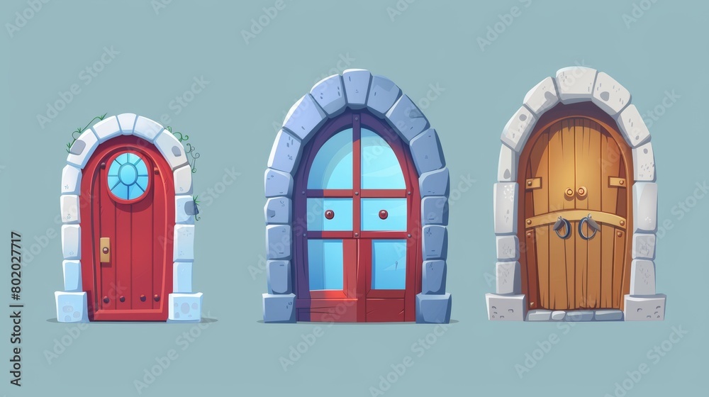 This animation shows a cartoon door opening motion sequence. It ...