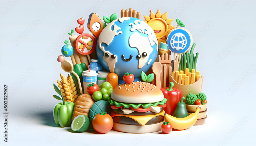 Cartoon 3D Icon: Climate Friendly Diet Awareness - Promoting Plant ...