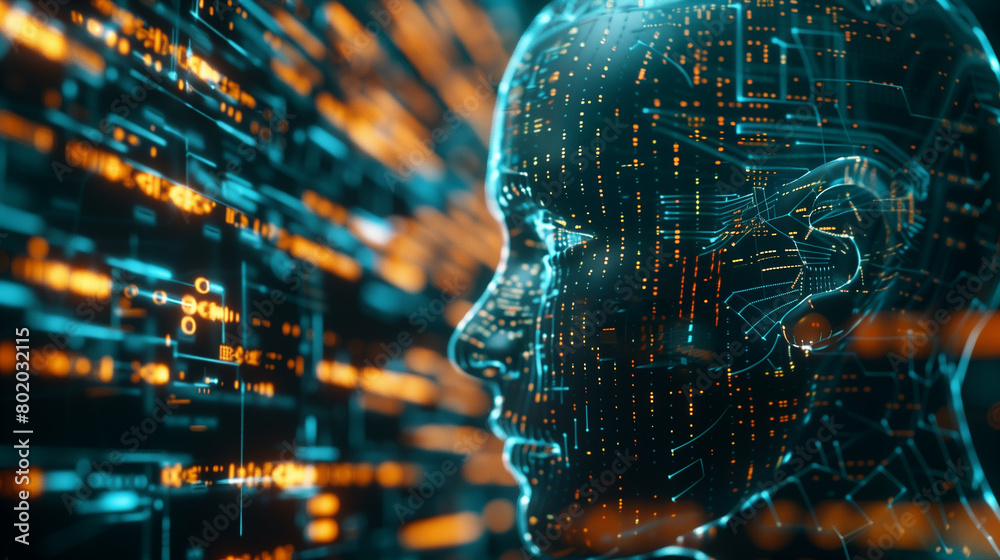 AI Image Recognition concept, depicting a futuristic interface with ...