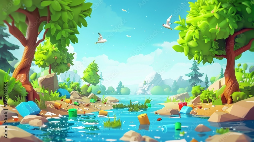 Keep the planet clean by removing trash from forest ponds and nature ...