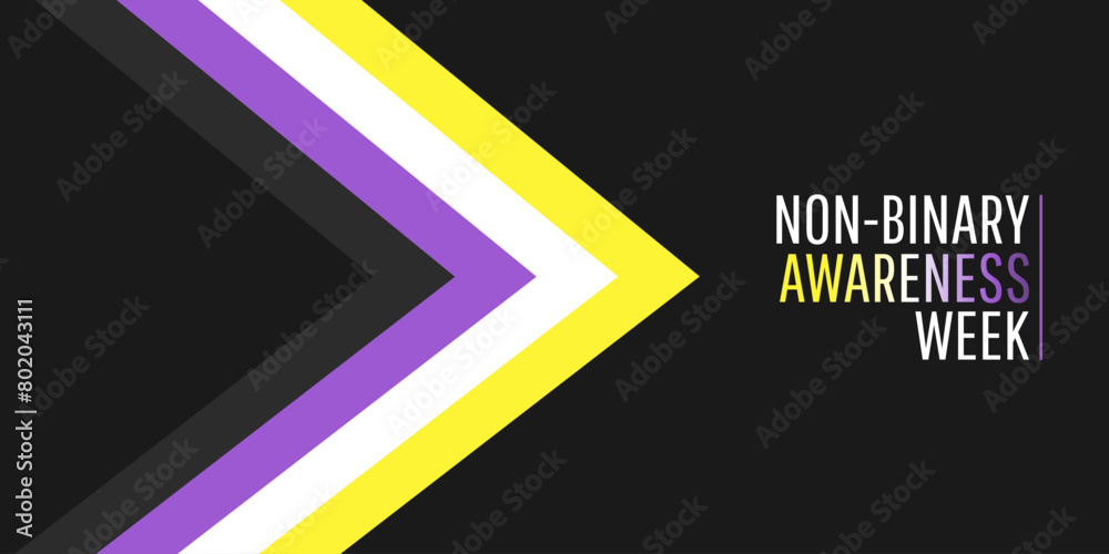 Non-binary Awareness Week with pride flag and sign Stock Vector | Adobe ...
