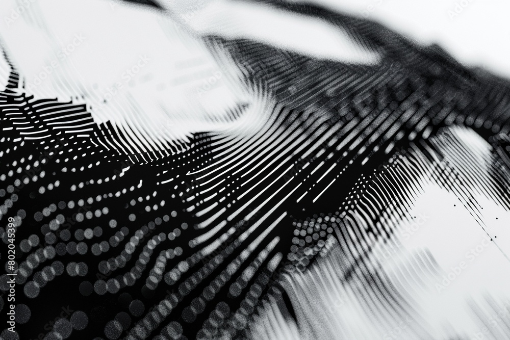 White canvas with a single, distorted black processor lines in a glitch ...