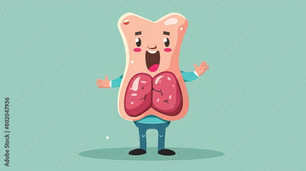 This is a funny cartoon character of a human thyroid gland, endocrine ...