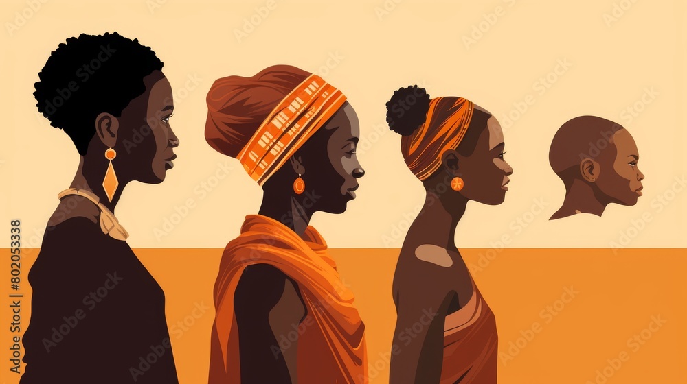 Illustration depicting the ageing process of an African woman's head in ...