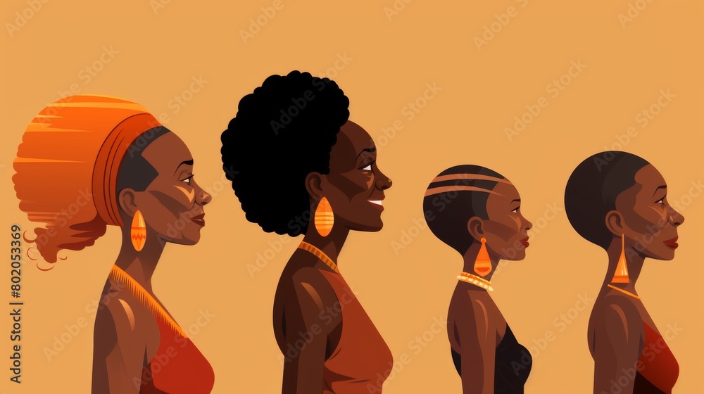 Illustration depicting the ageing process of an African woman's head in ...