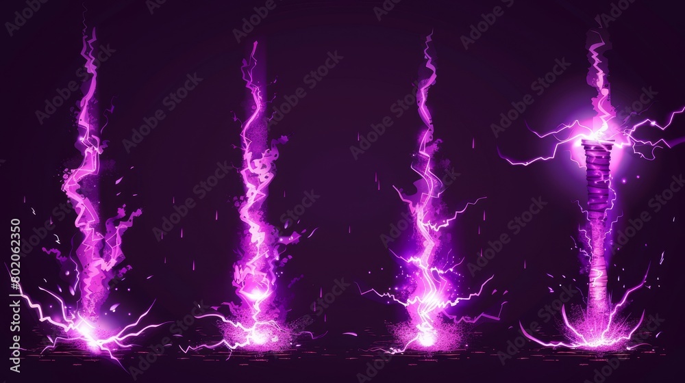 Modern illustration of lightning strike. Electric thunderbolt strike ...