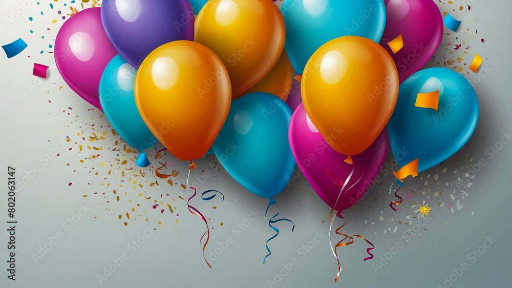 Colorful birthday background with balloons Stock Illustration | Adobe Stock