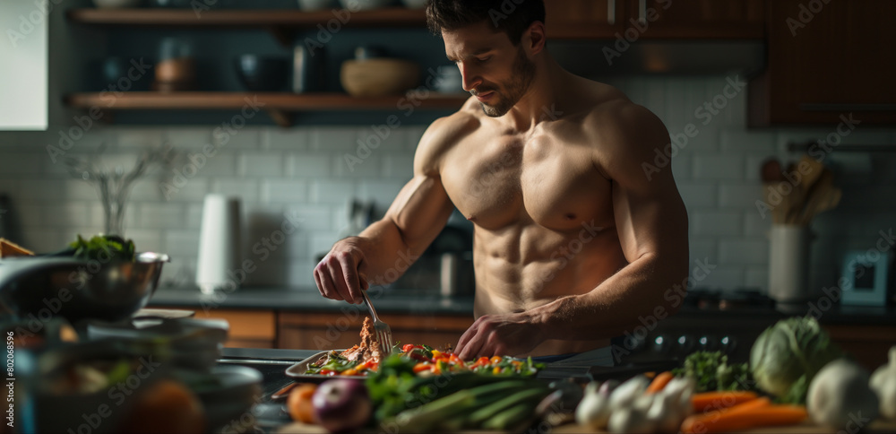 Bulking Buff: Muscular Man Showcases Cooking Skills to Support Muscle ...