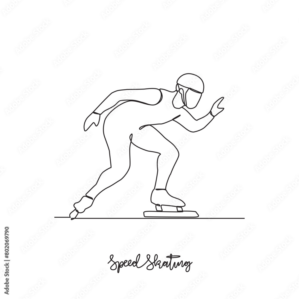 Vetor de One continuous line drawing of Speed Skating sports vector ...