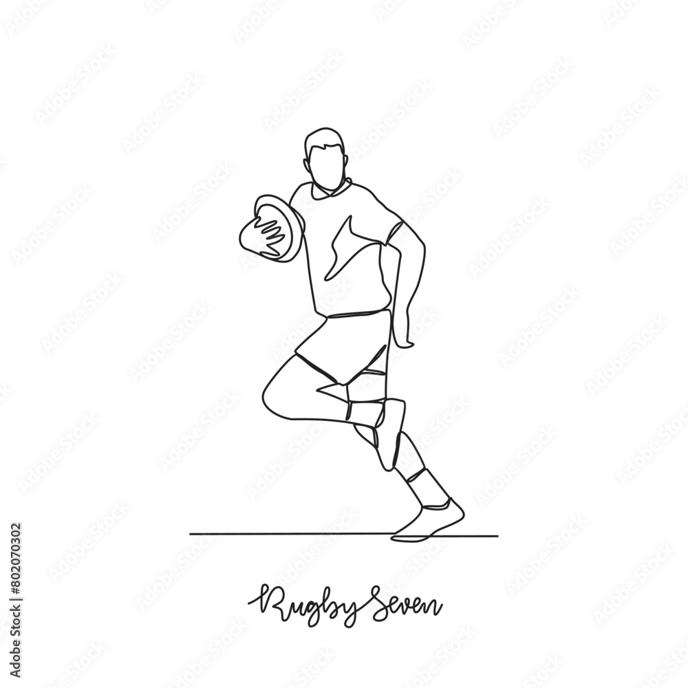 One continuous line drawing of Rugby Seven sports vector illustration ...