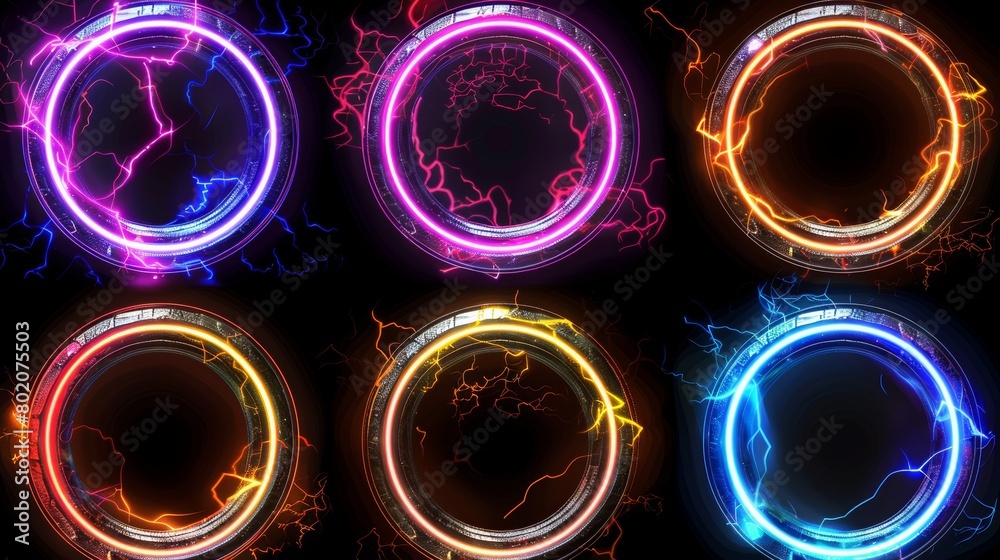 Ui circle border for profile avatar in game with electricity lightning ...