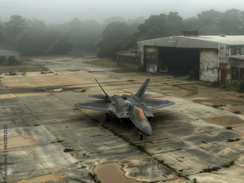 A birds eye view of an F22 aircraft, distinguished by its dark ...