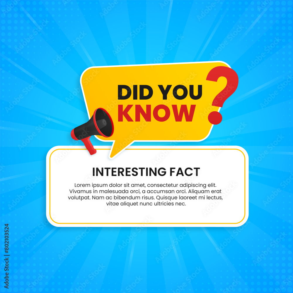 Vector did you know fun fact banner for education business and ...