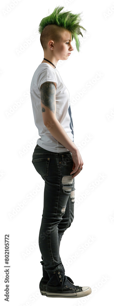 Young teenager girl with green mohawk hairstyle . Clipart PNG image ...