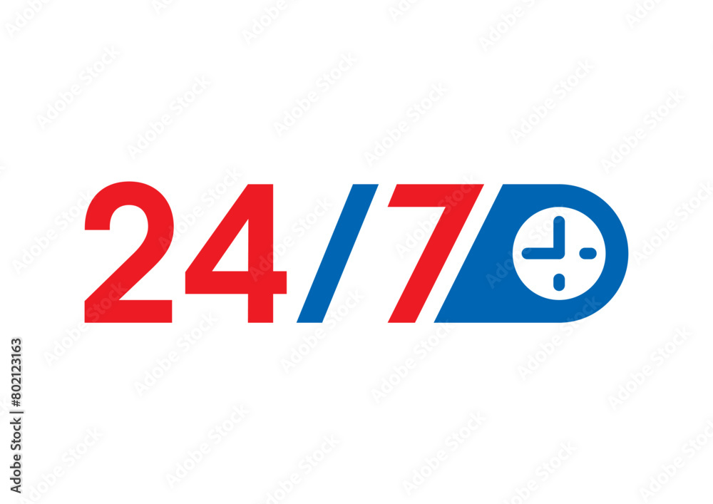 24-7 service logo on white background. 24-7 logo Stock Vector | Adobe Stock