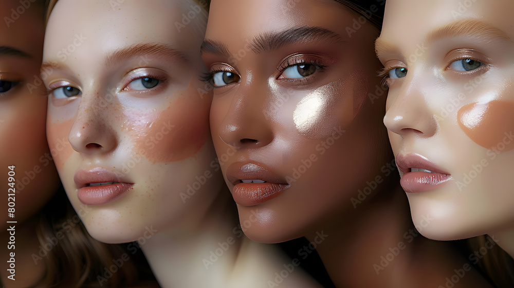 Portrait of a group of women of different ethnicities with different ...