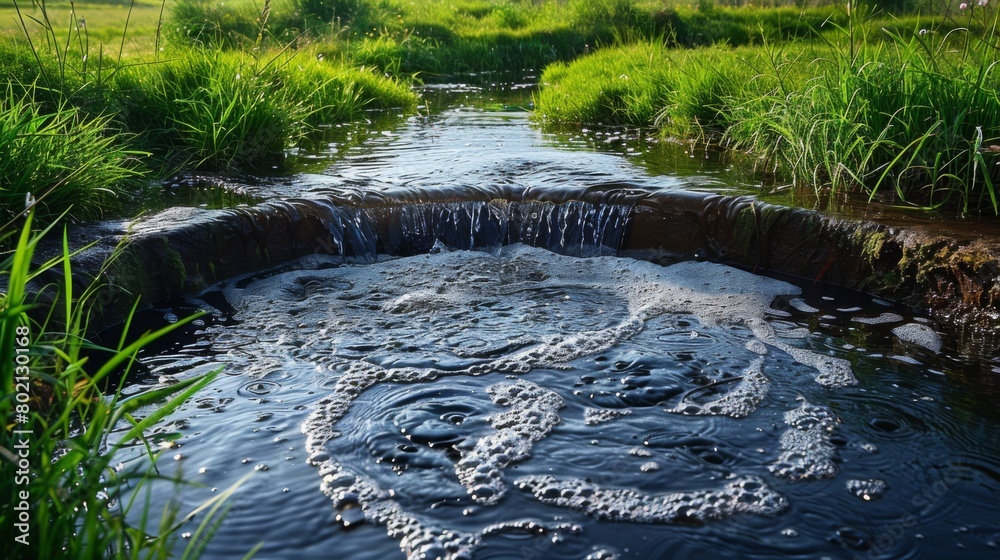 Foto de depicting the safe discharge of treated wastewater into ...