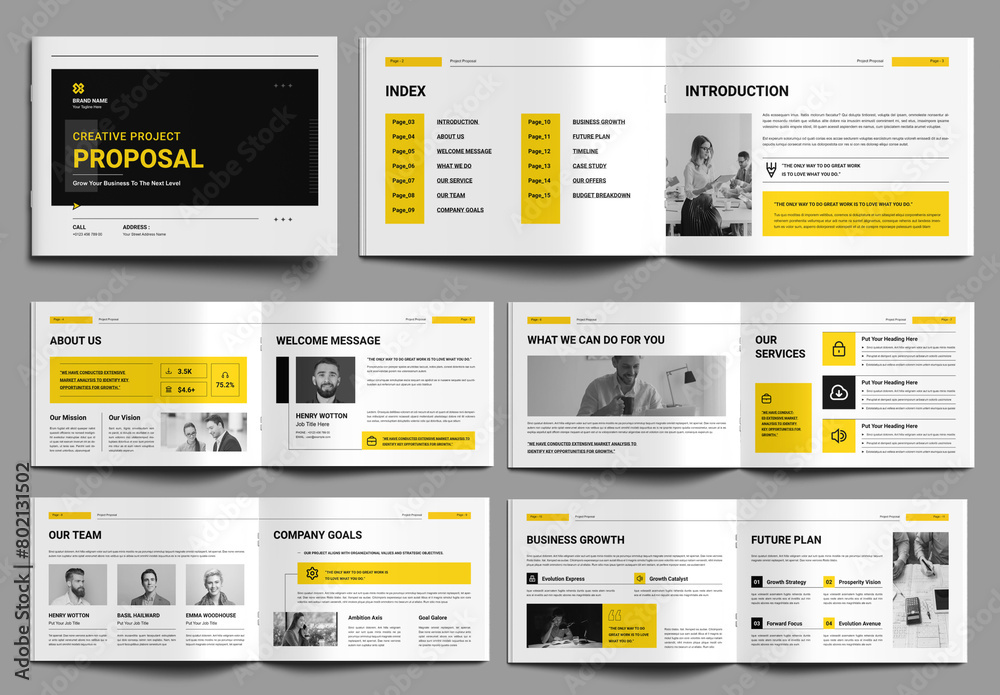 Project Proposal Template Layout Landscape Stock Template | Adobe Stock