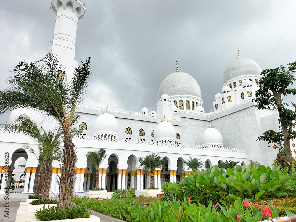 Selective focus. Sheikh Zayed Mosque is the largest mosque in the city ...