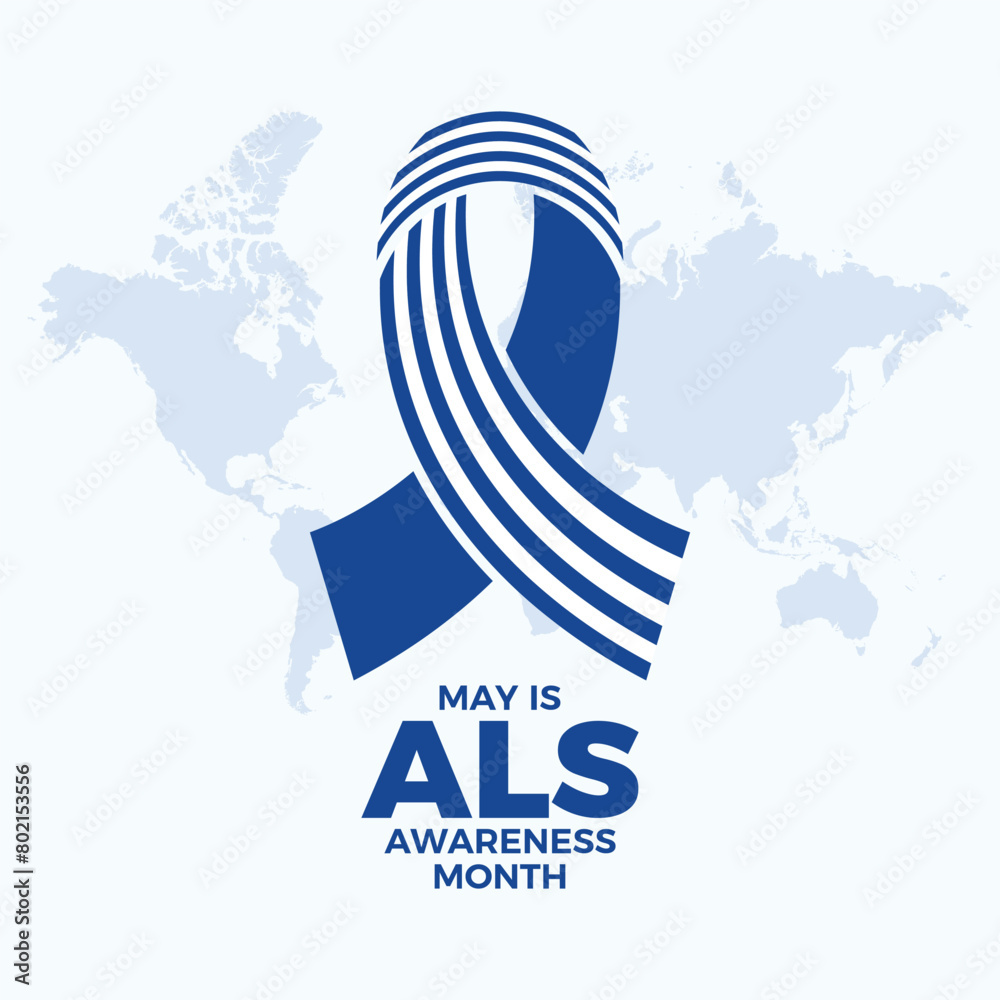May is ALS Awareness Month poster vector illustration. White and blue ...