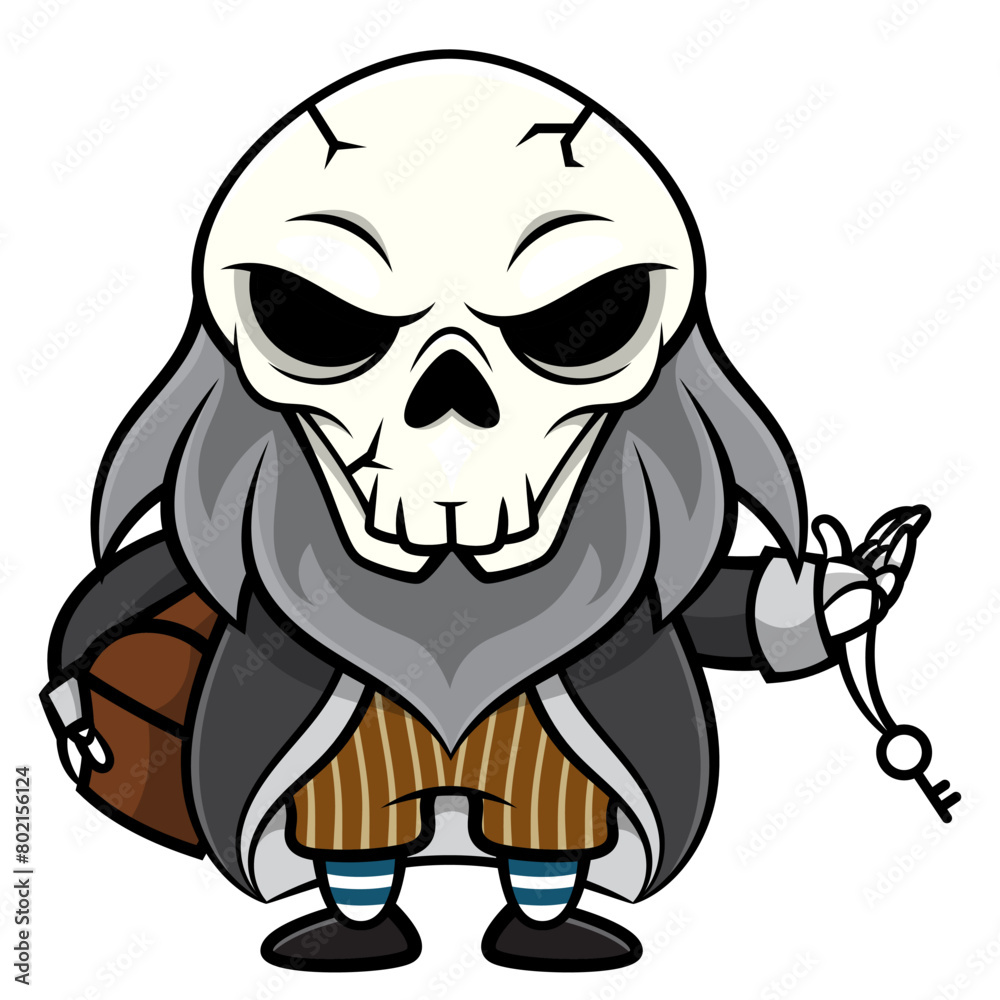 bearded Skeleton wearing pirate costume and carrying a treasure chest ...