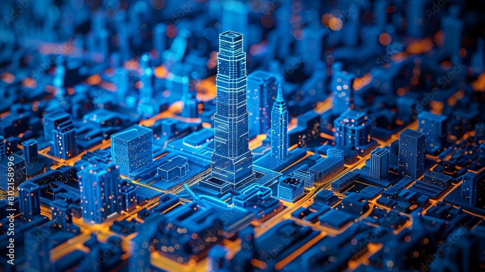 Digital model of a skyscraper's foundation and infrastructure ...