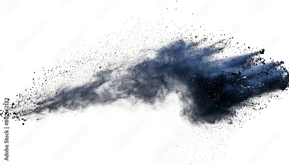 blue chalk and dust flying, effect explode isolated on transparent ...