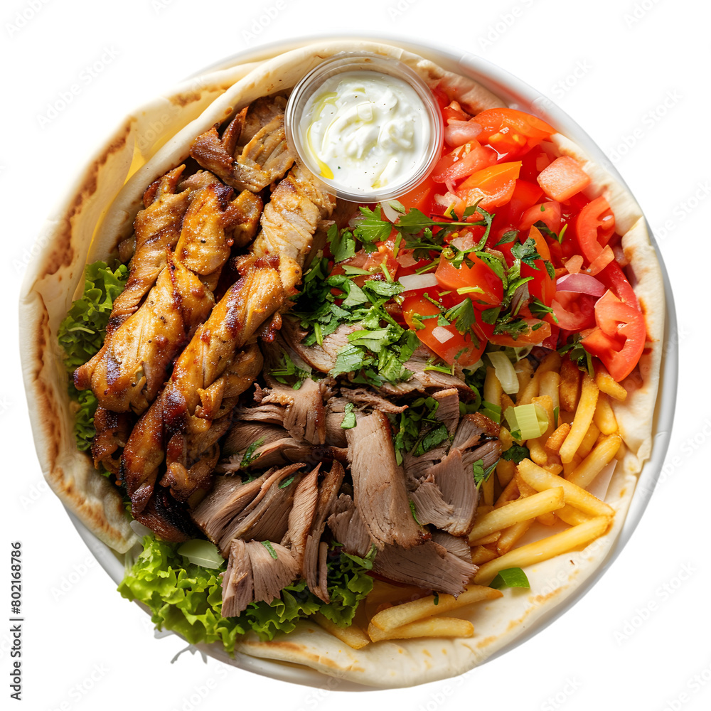 Shawarma Food Dish top view isolated on a transparent background Stock ...