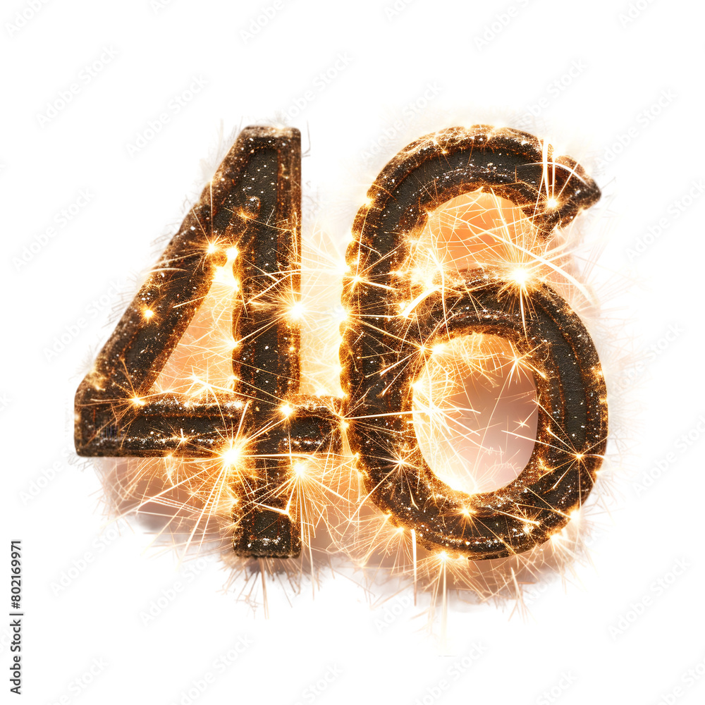 Sparklers Number ''46'' top view isolated on a transparent background ...