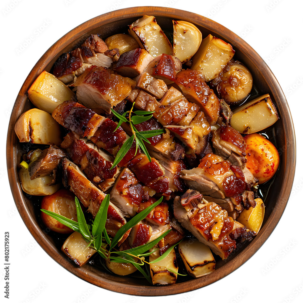 Lechon (Roast Suckling Pig) Food Dish top view isolated on a ...