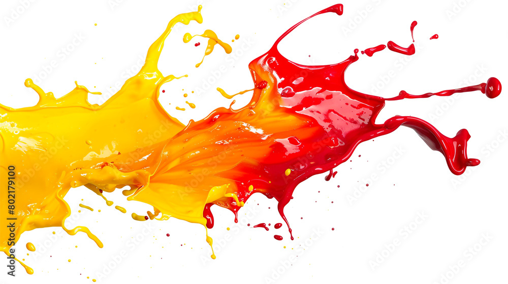 Red and yellow paint splash isolated on transparent background Stock ...