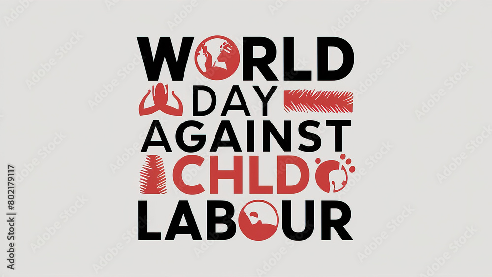 World day against child labour, child labour, illustration. Calligraphy ...