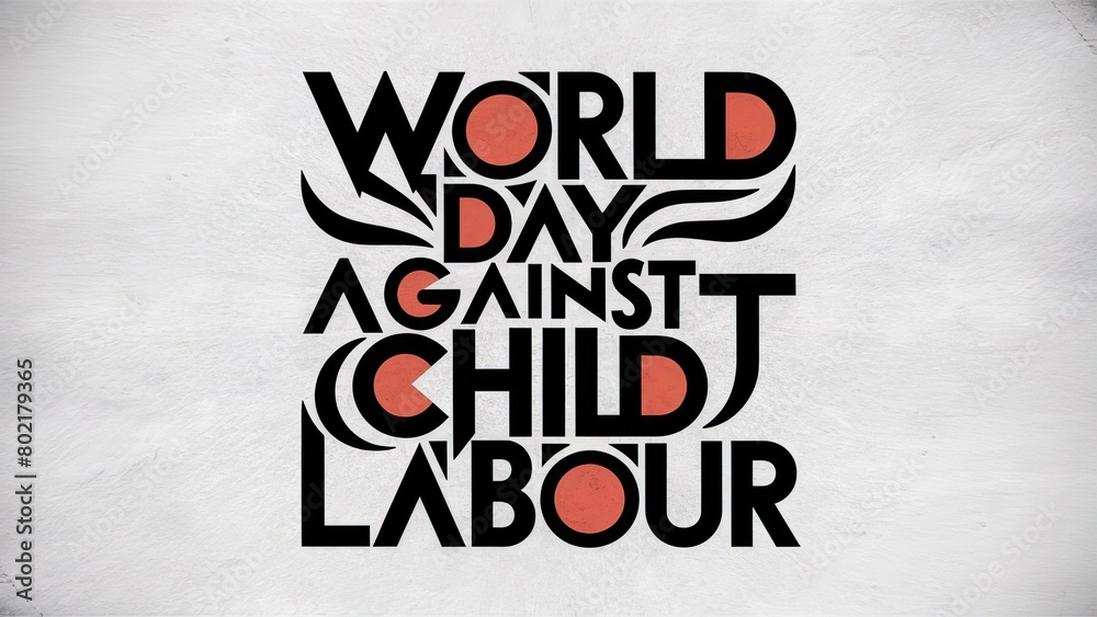 World day against child labour, child labour, illustration. Calligraphy ...