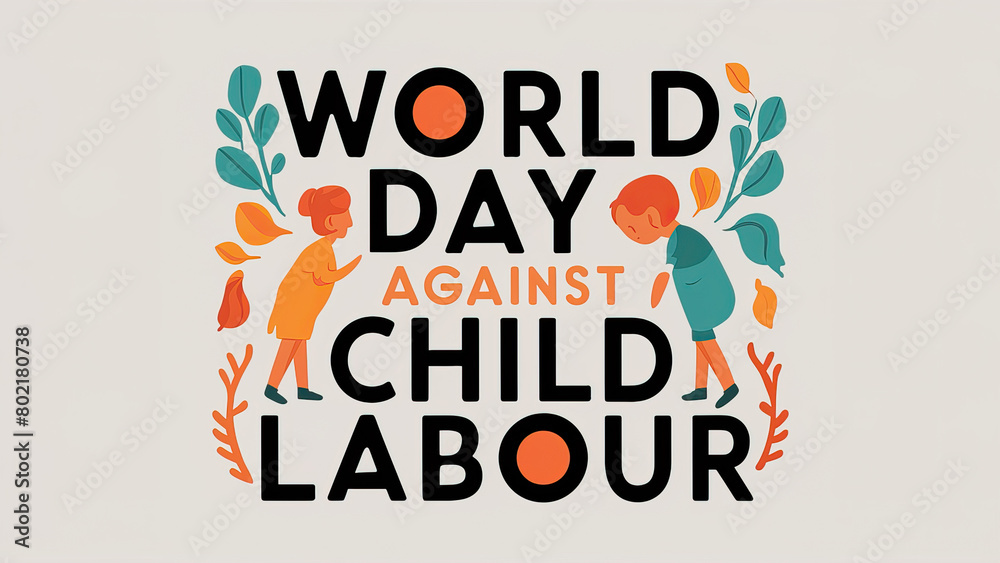 World day against child labour, child labour, illustration. Calligraphy ...