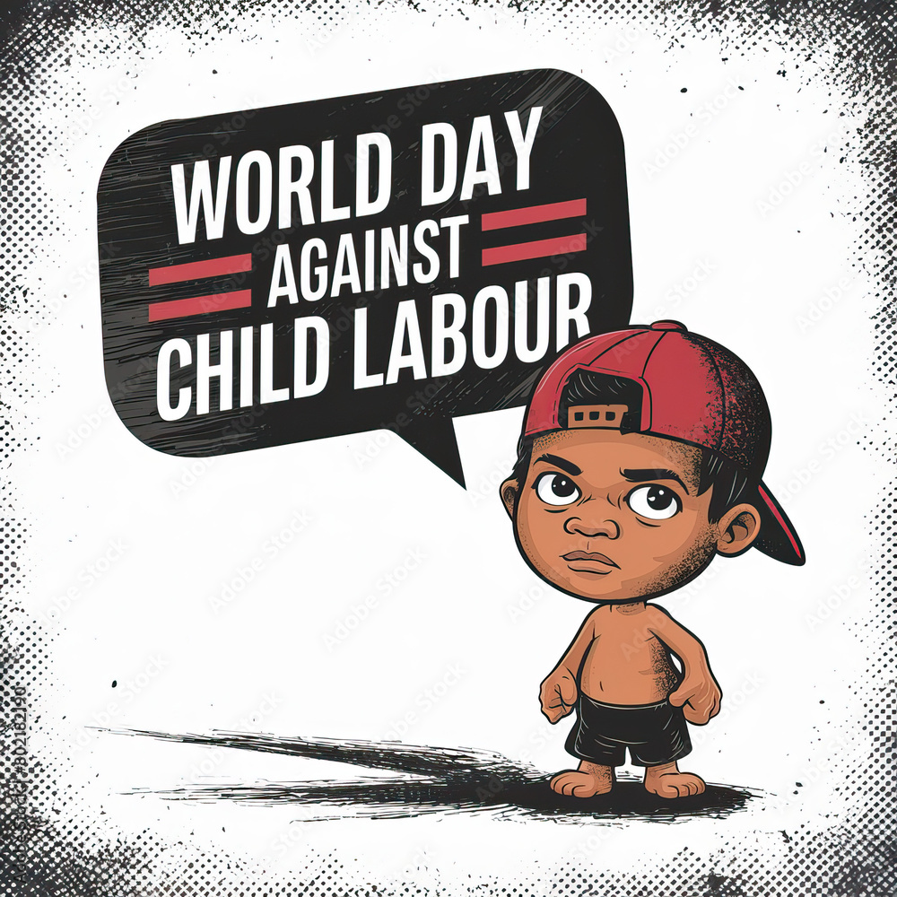 World day against child labour, Child labour post, vector. illustration ...