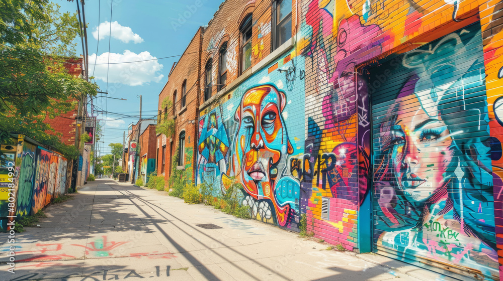 Local street corner transformed by colorful graffiti murals telling ...