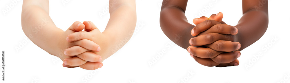 White child and black child praying hands. Praying hands collection ...