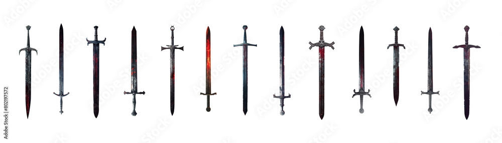 Set pf antique medieval swords cutout. MEGA PACK COLLECTION. Long sword ...