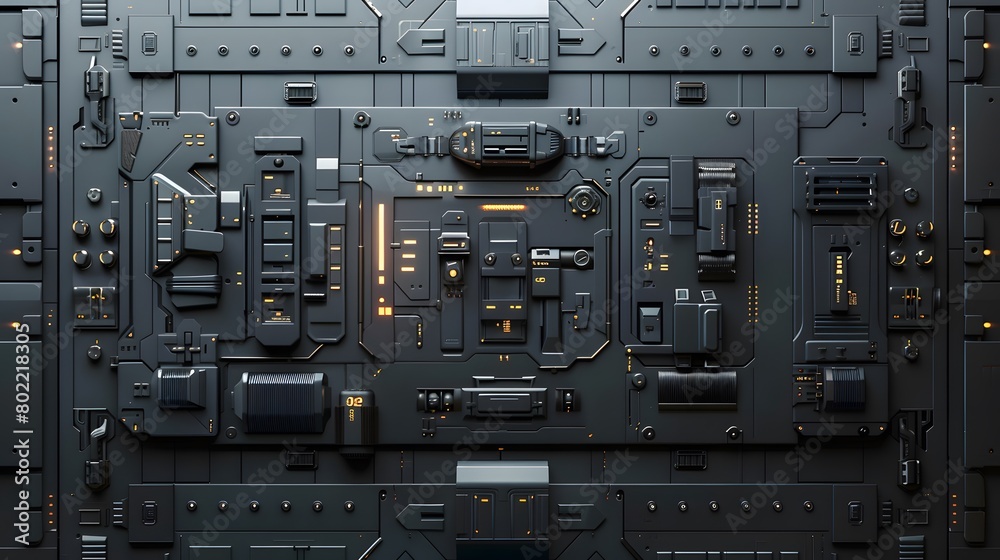 Dark grey sci-fi wall texture, with rectangular panels and different ...