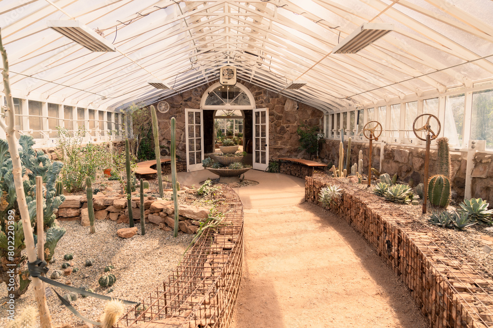 Superior, Arizona - March 3, 2024: Inside a greenhouse at the Boyce ...