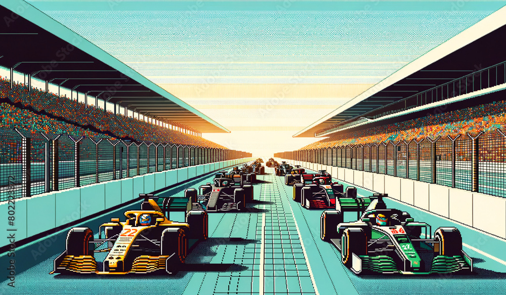 competition championship of racing car formula in circuit track pixel ...