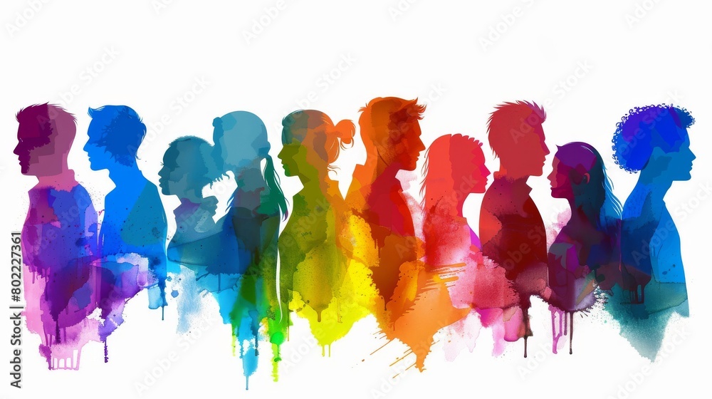 Multicultural Group Silhouette: Diverse Men and Women United in Global ...