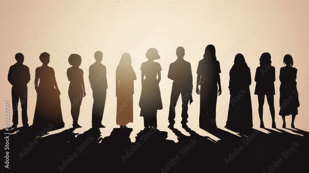 Multicultural Group Silhouette: Diverse Men and Women United in Global ...